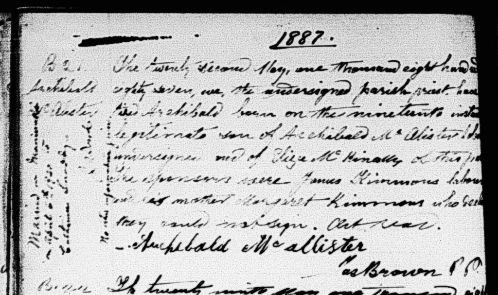 Archibald McAllister and Eliza McKinley, their arrival in Canada and ...